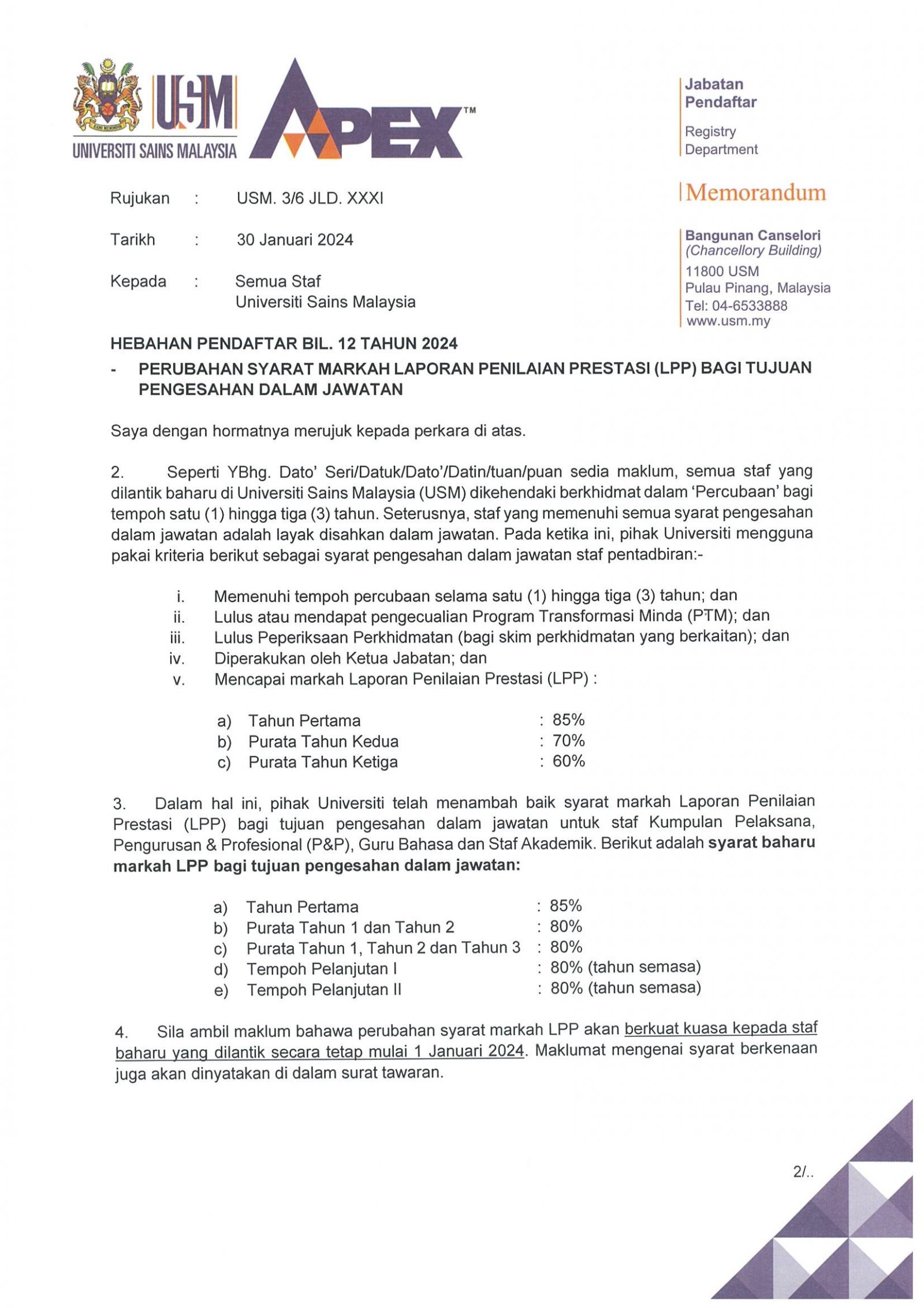 Hebahan Pendaftar Bil. 12 Tahun 2024 : Perubahan Syarat Markah Laporan ...